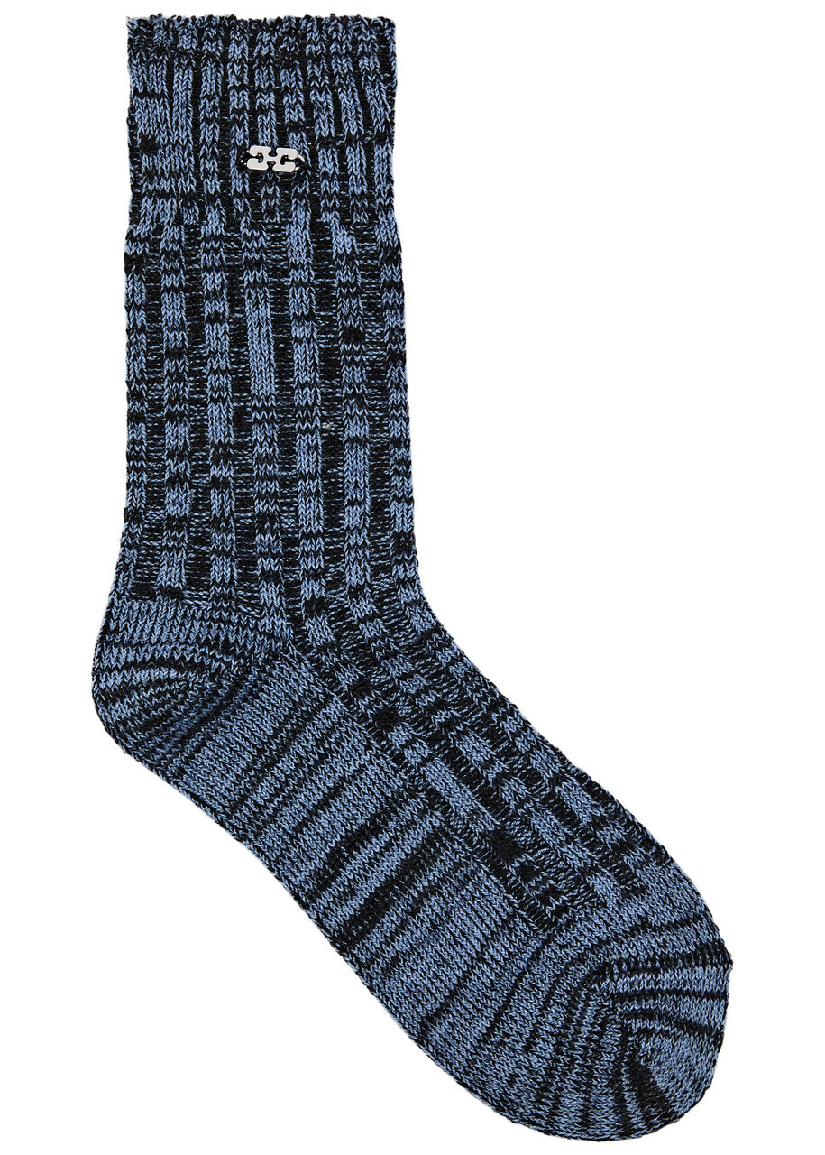 Ganni Wool-blend Socks Dark Blue GANNI