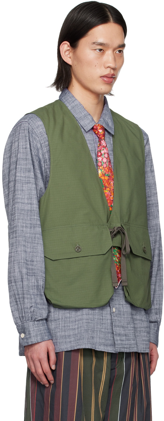 Engineered Garments Green Flap Pocket Vest Engineered Garments