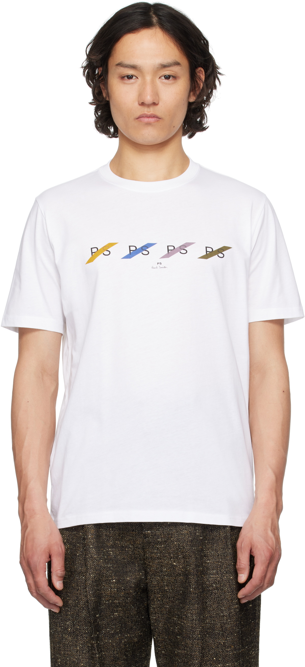 PS by Paul Smith White 'PS' Row Multi T-shirt PS by Paul Smith