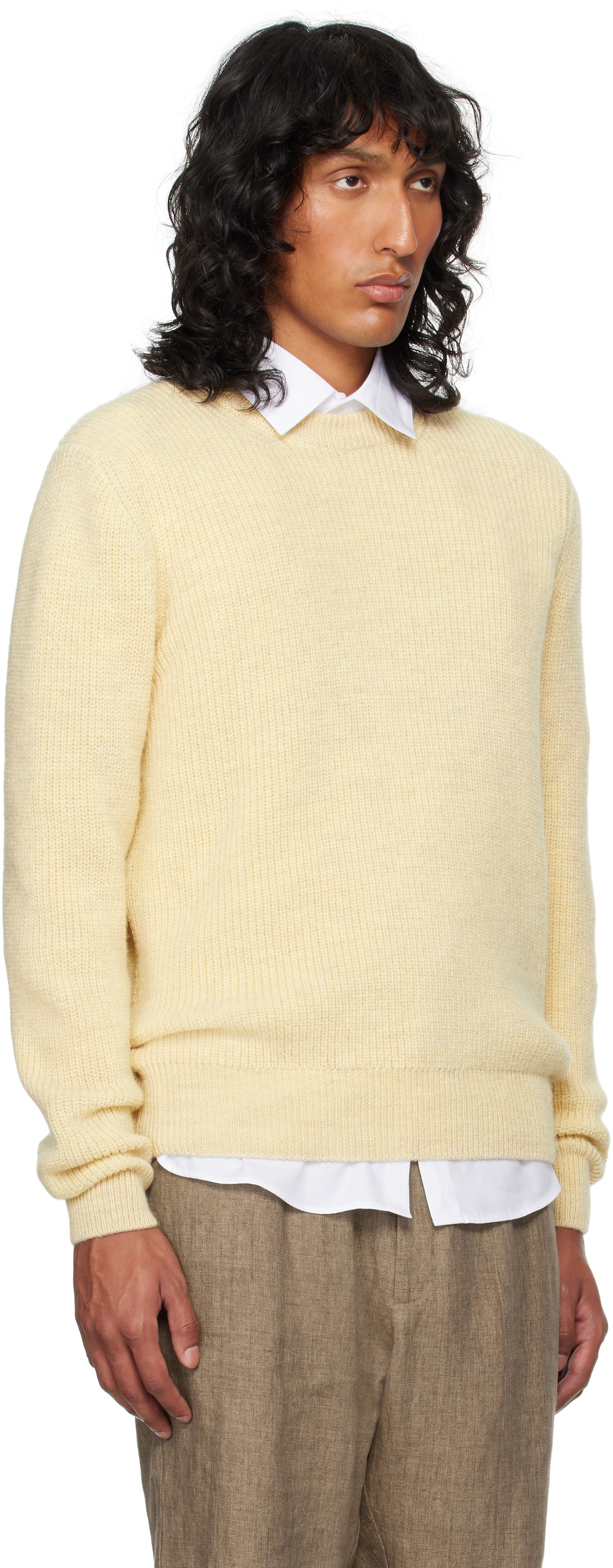 Sunspel Off-White Luxury British Wool Sweater Sunspel