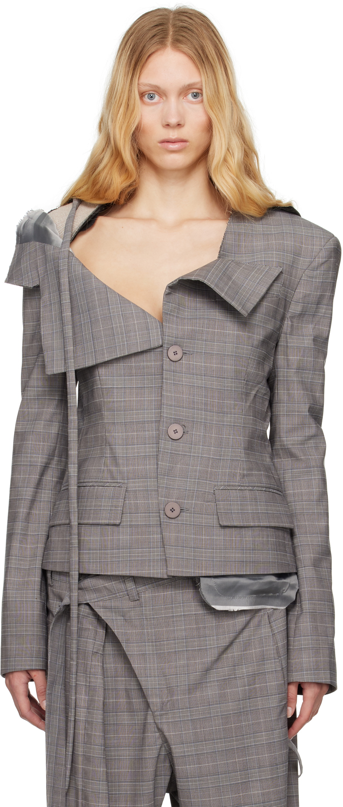 Ottolinger Gray Off-Shoulder Blazer Ottolinger