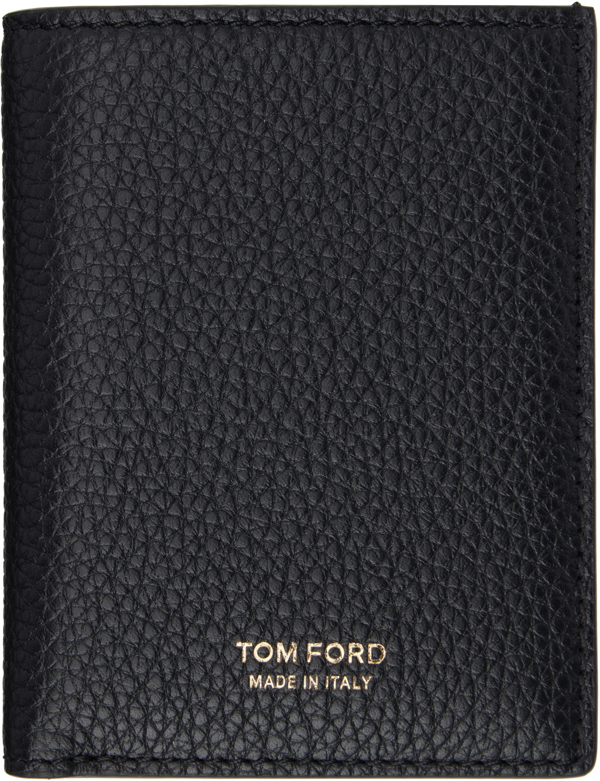 TOM FORD Black Grain Leather Folding Card Holder TOM FORD