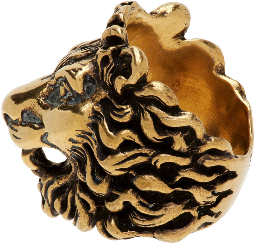 Gucci Gold Lion Head Ring Gucci