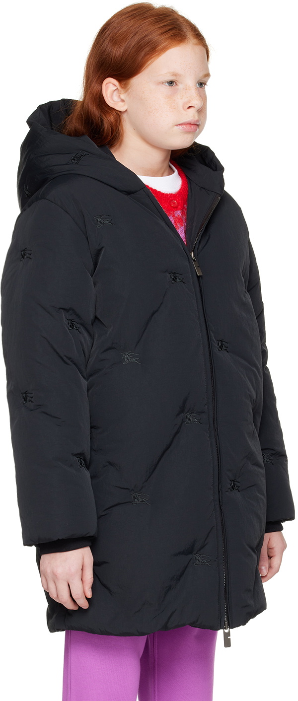 Burberry Kids Black Embroidered Logo Down Jacket Burberry