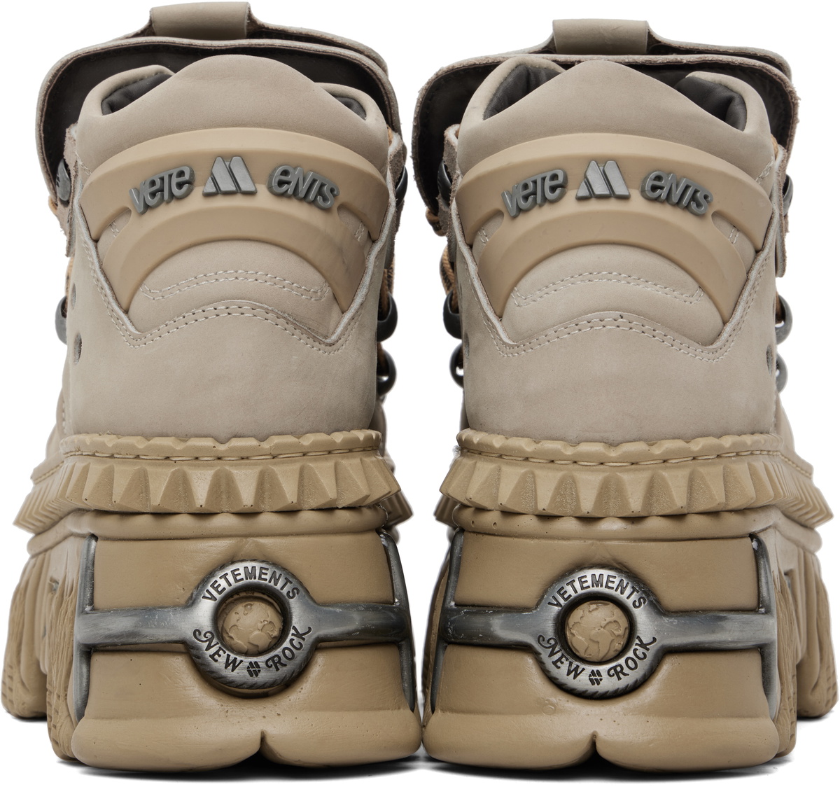 VETEMENTS Taupe New Rock Edition Fire Platform Sneakers Vetements