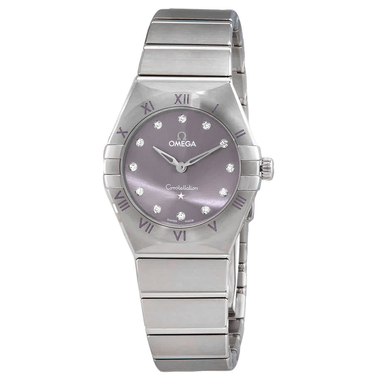 Omega Constellation Quartz Diamond Purple Dial Ladies Watch 131.10.28 ...