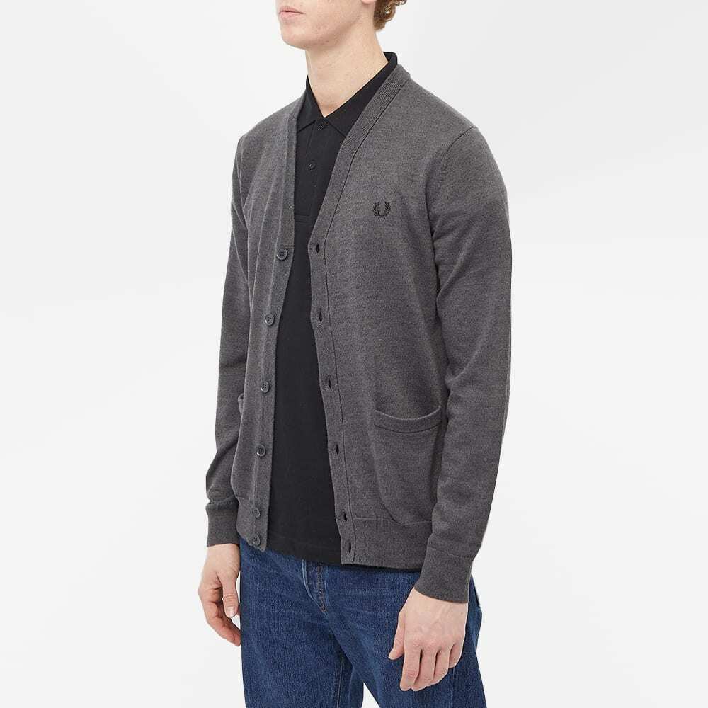 Fred Perry Men's Merino Cardigan in Dark Grey Marl Fred Perry