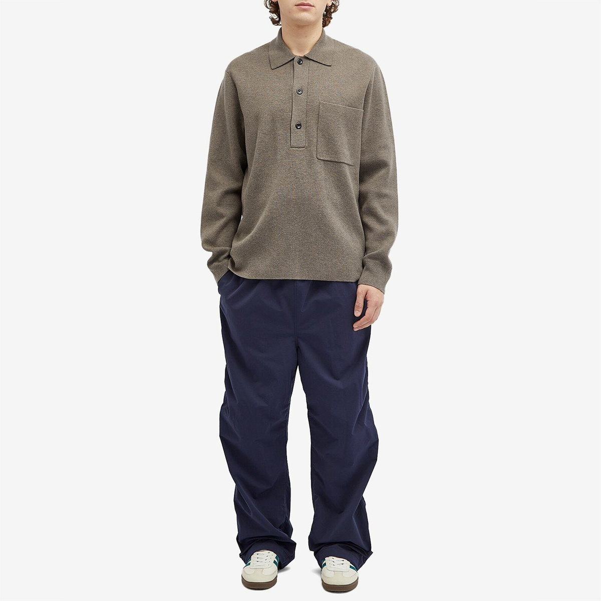 BEAMS Men's Puckering Easy Trousers in Navy Beams Boy