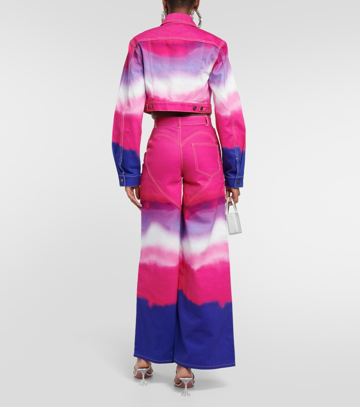 Area - Embellished ombré wide-leg denim jeans AREA