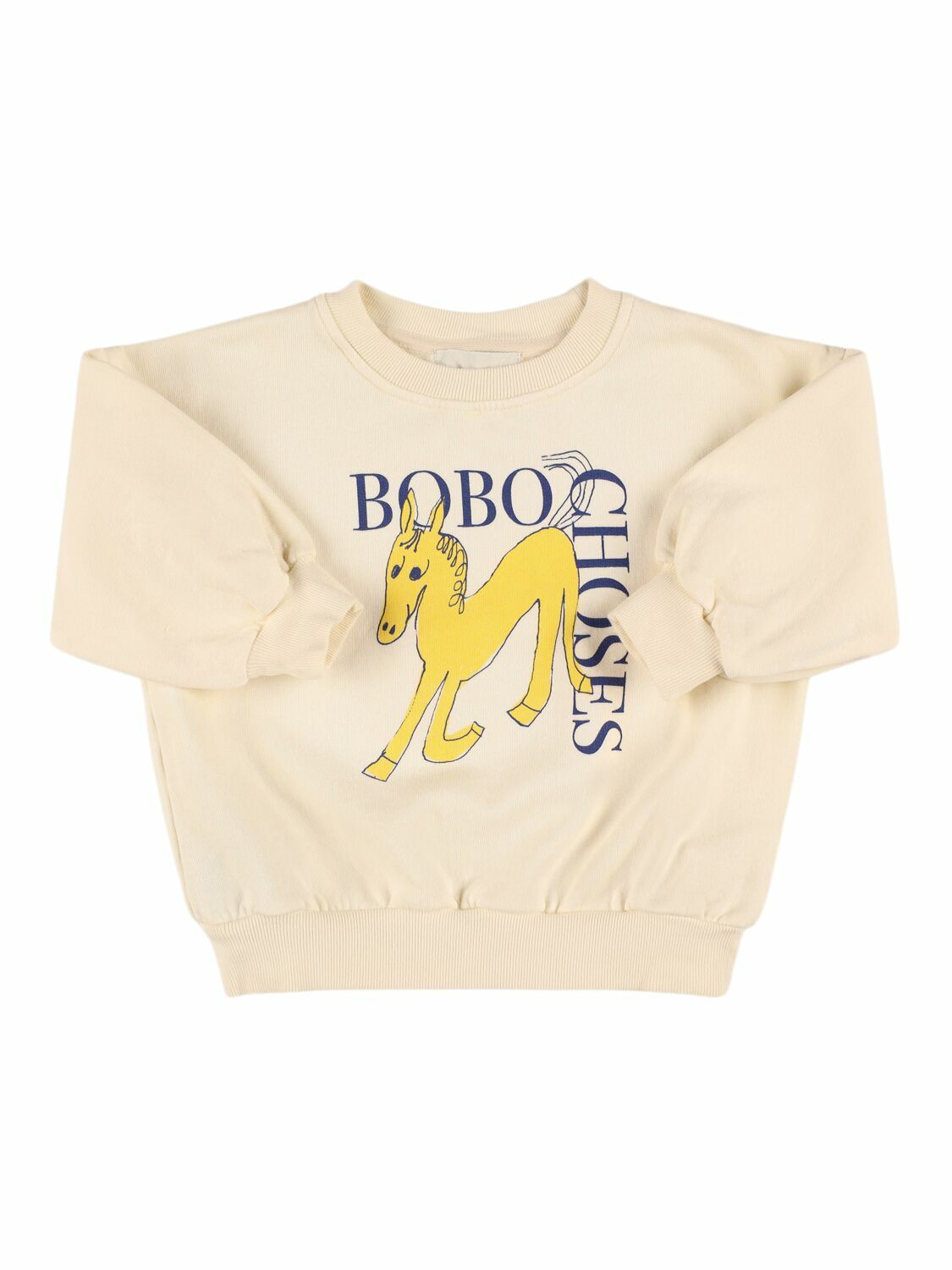 BOBO CHOSES Horse Print Cotton Crewneck Sweatshirt Bobo Choses