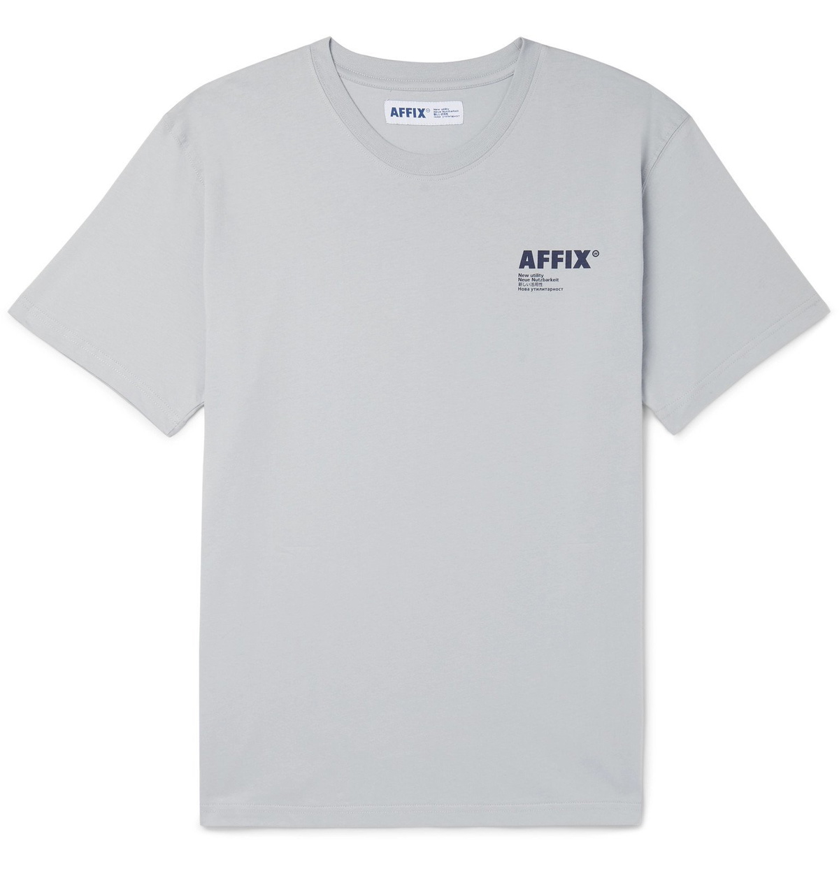 AFFIX - Logo-Print Cotton-Jersey T-Shirt - Gray Affix