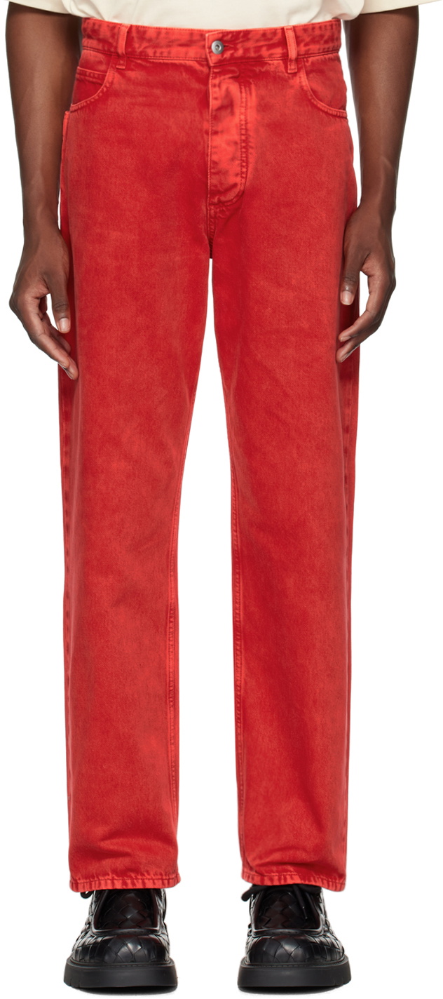 Bottega Veneta Red Wash Wide Leg Jeans Bottega Veneta