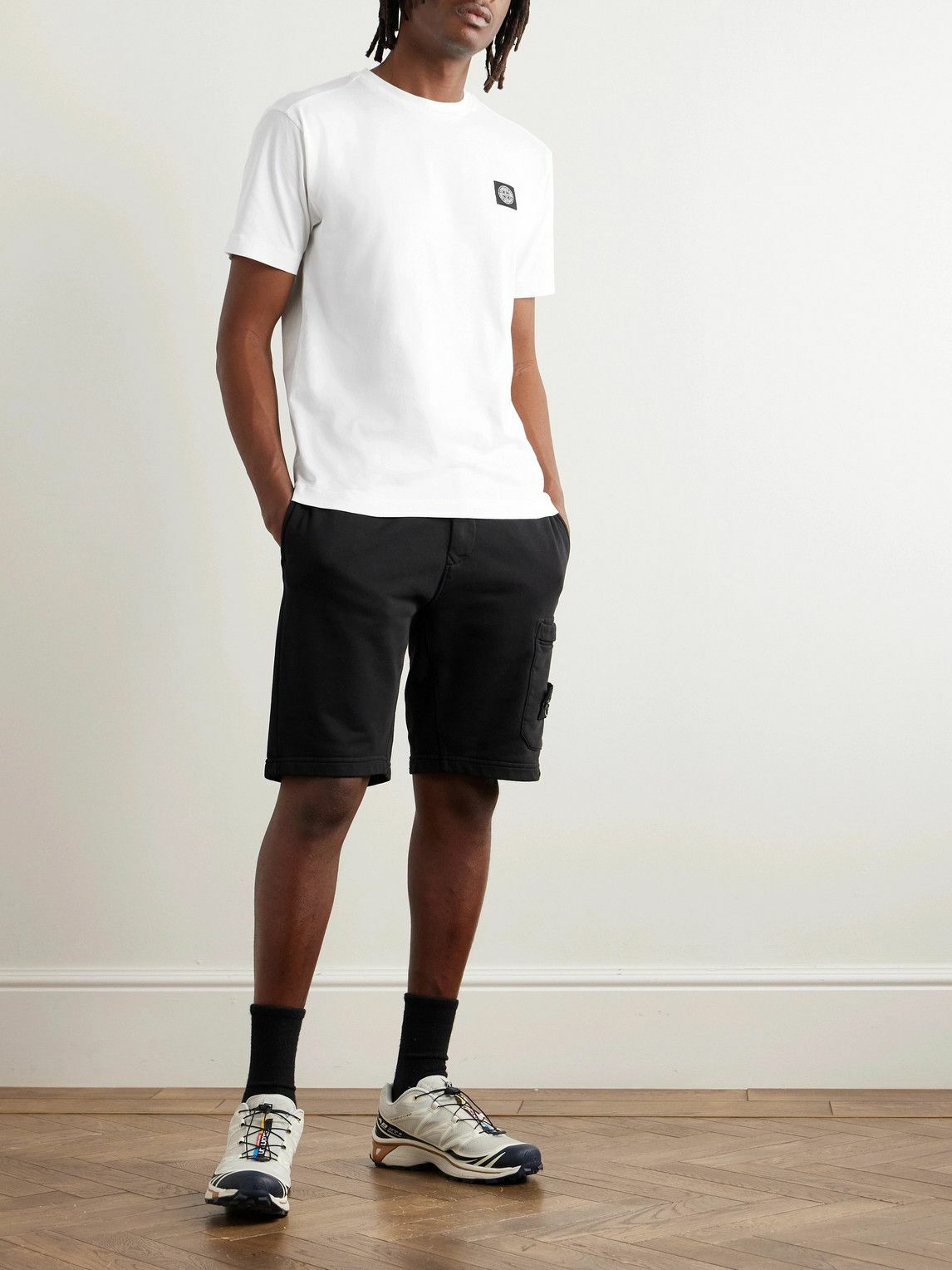 Stone Island - Logo-Appliquéd Cotton-Jersey T-Shirt - White Stone Island