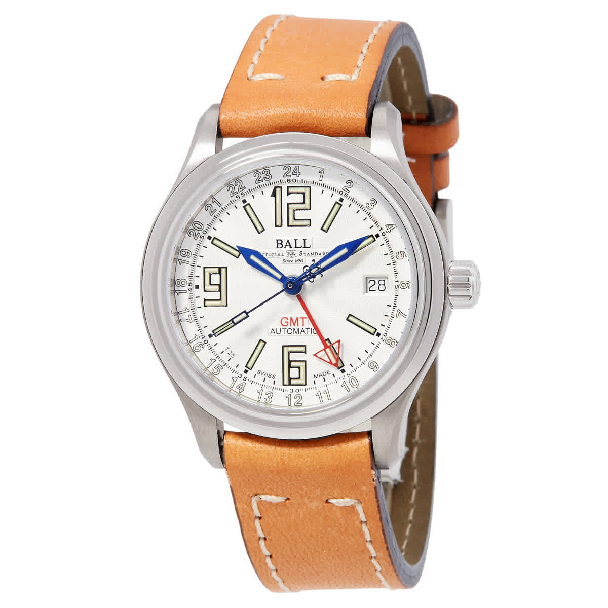 Ball Trainmaster GMT Automatic White Dial Mens Watch GM1038D-L10J-WH Ball