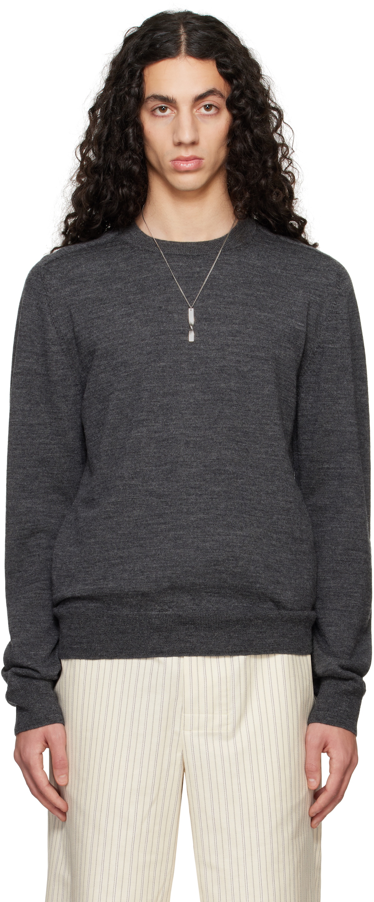 Maison Margiela Gray Elbow Patch Sweater Maison Margiela