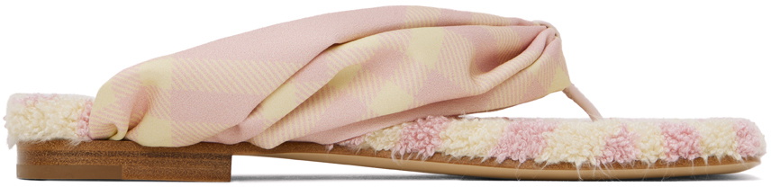 Burberry Pink & Yellow Fabric Sandals Burberry