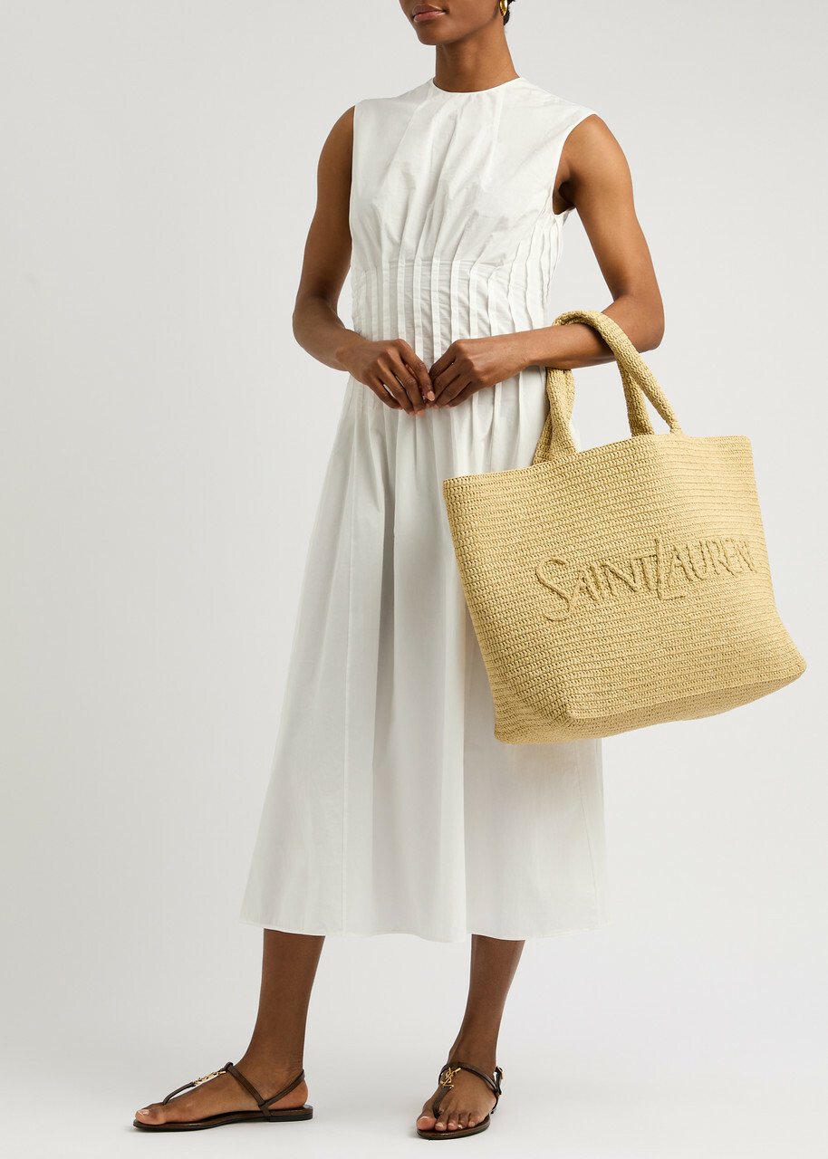 Saint Laurent Logo Raffia Tote - Natural - One Size Saint Laurent
