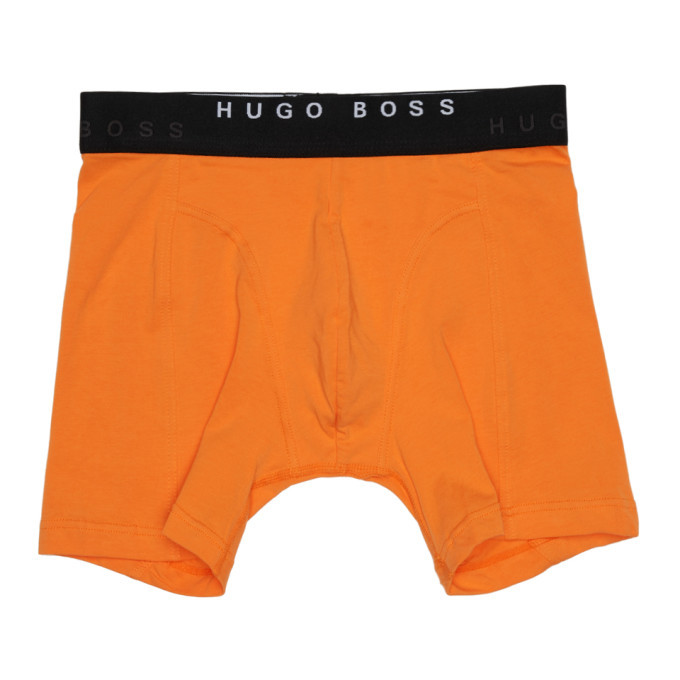 Boss Two-Pack Orange and Blue Solid Boxer Briefs BOSS