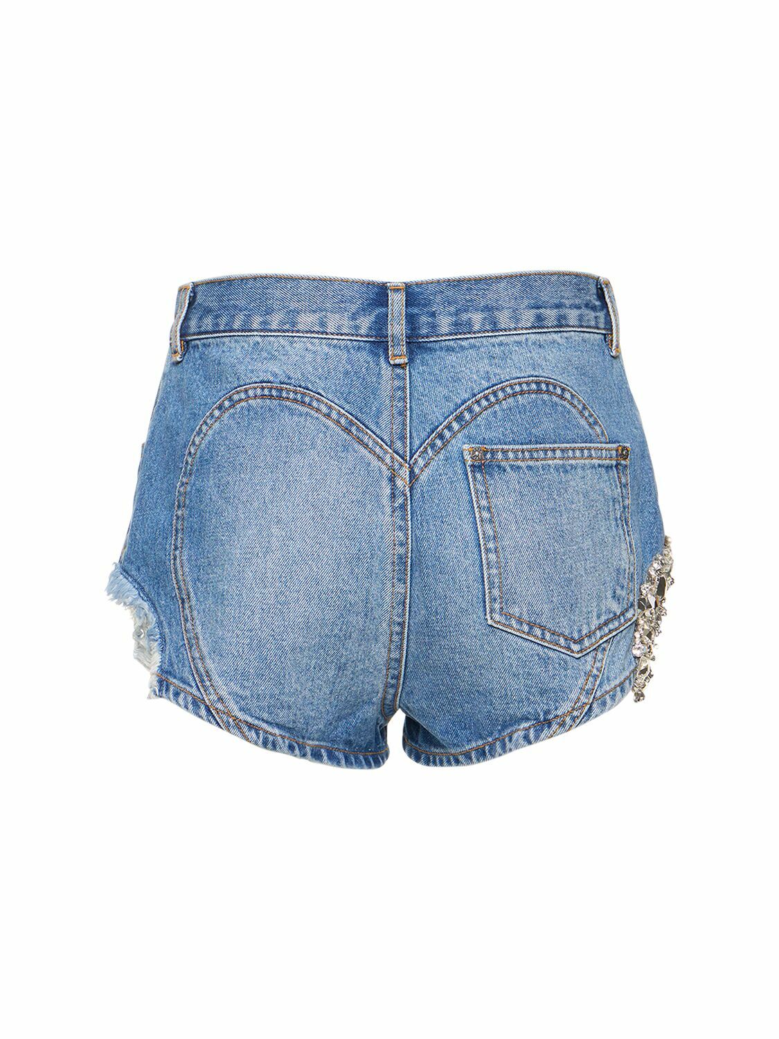 AREA - Embellished Denim Hot Shorts AREA