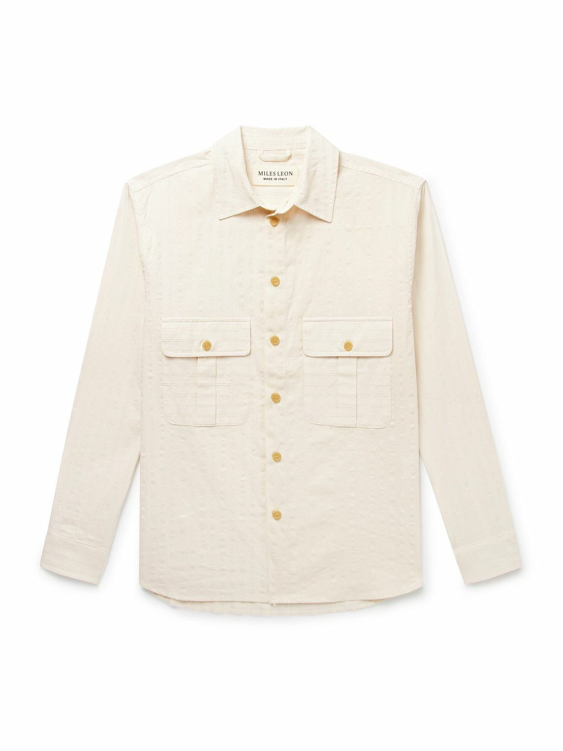 MILES LEON - Field Striped Tumbled Cotton and Linen-Blend Shirt ...
