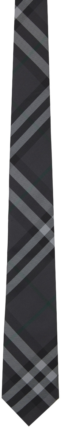 Burberry Gray Check Silk Tie Burberry