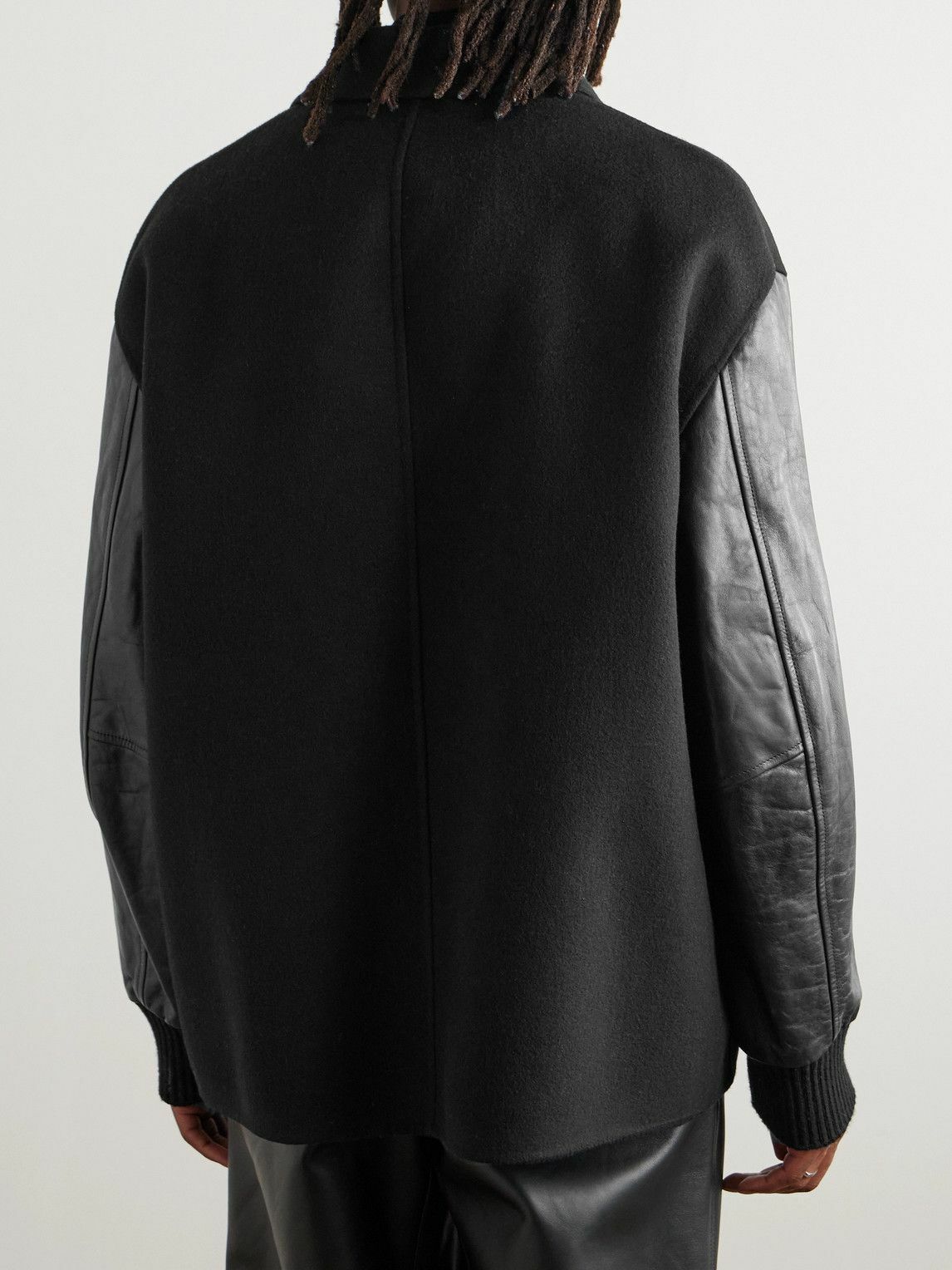 Jil Sander - Wool and Cashmere-Blend Felt and Leather Bomber Jacket ...
