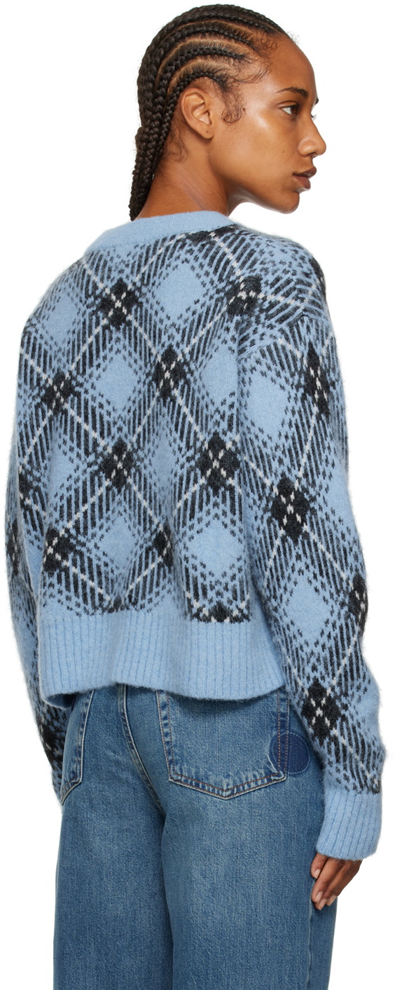 GANNI Blue Checkered Sweater GANNI