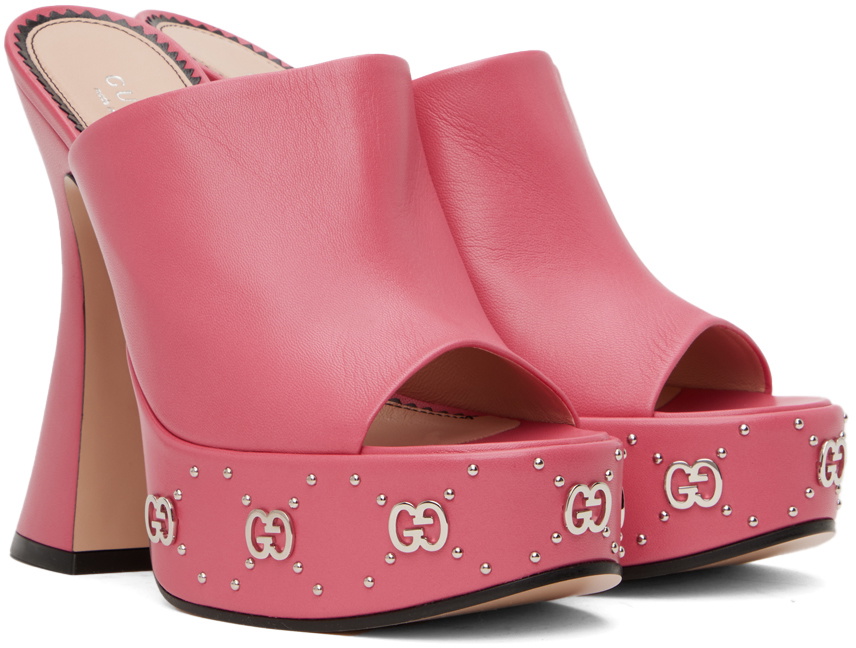 Gucci Pink Leather Heeled Sandals Gucci