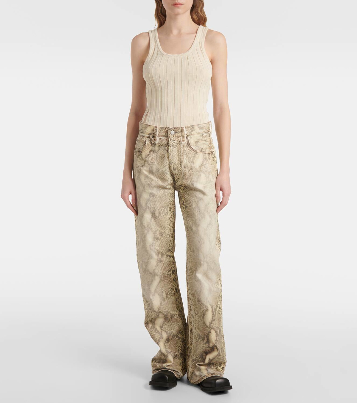 Acne Studios Snake-print mid-rise wide-leg jeans Acne Studios