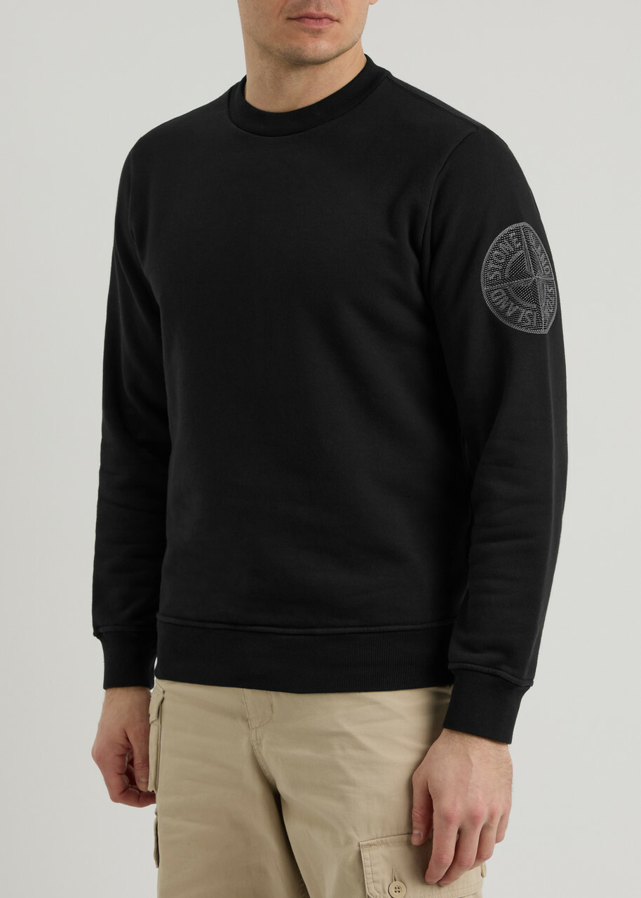Stone Island Logo-embroidered Cotton Sweatshirt Black Stone Island