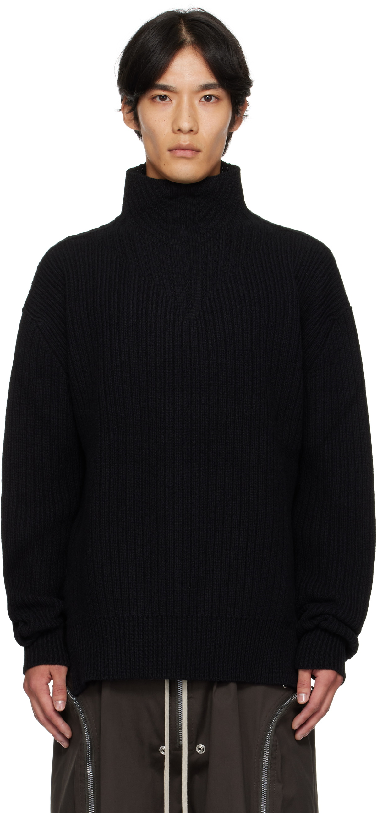 Rick Owens Black Concordians Turtle Neck Sweater Rick Owens