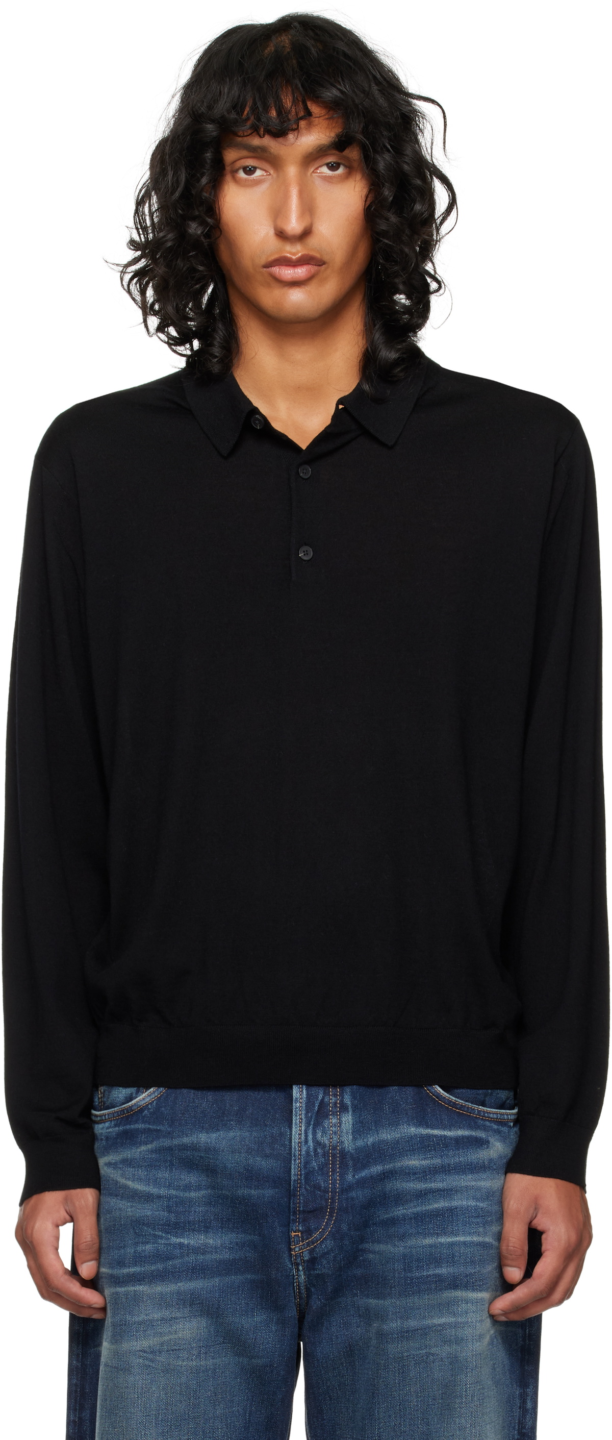 John Elliott Black Wool & Cashmere Polo John Elliott