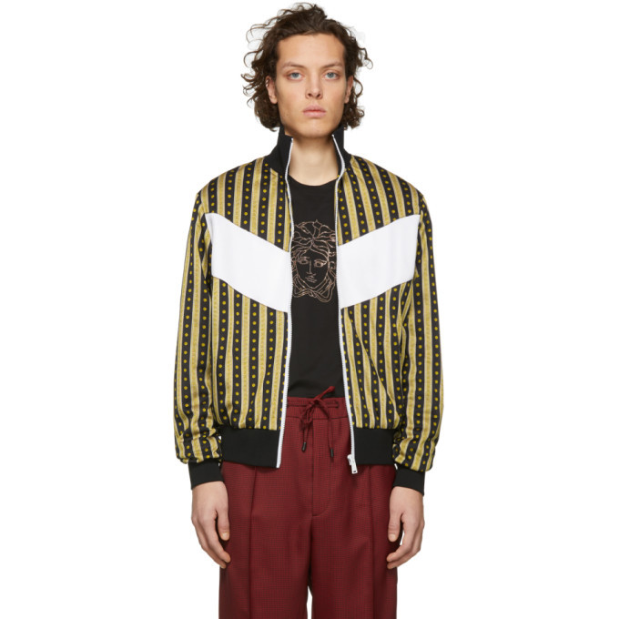 Versace Black and Gold Neoclassical Track Jacket Versace