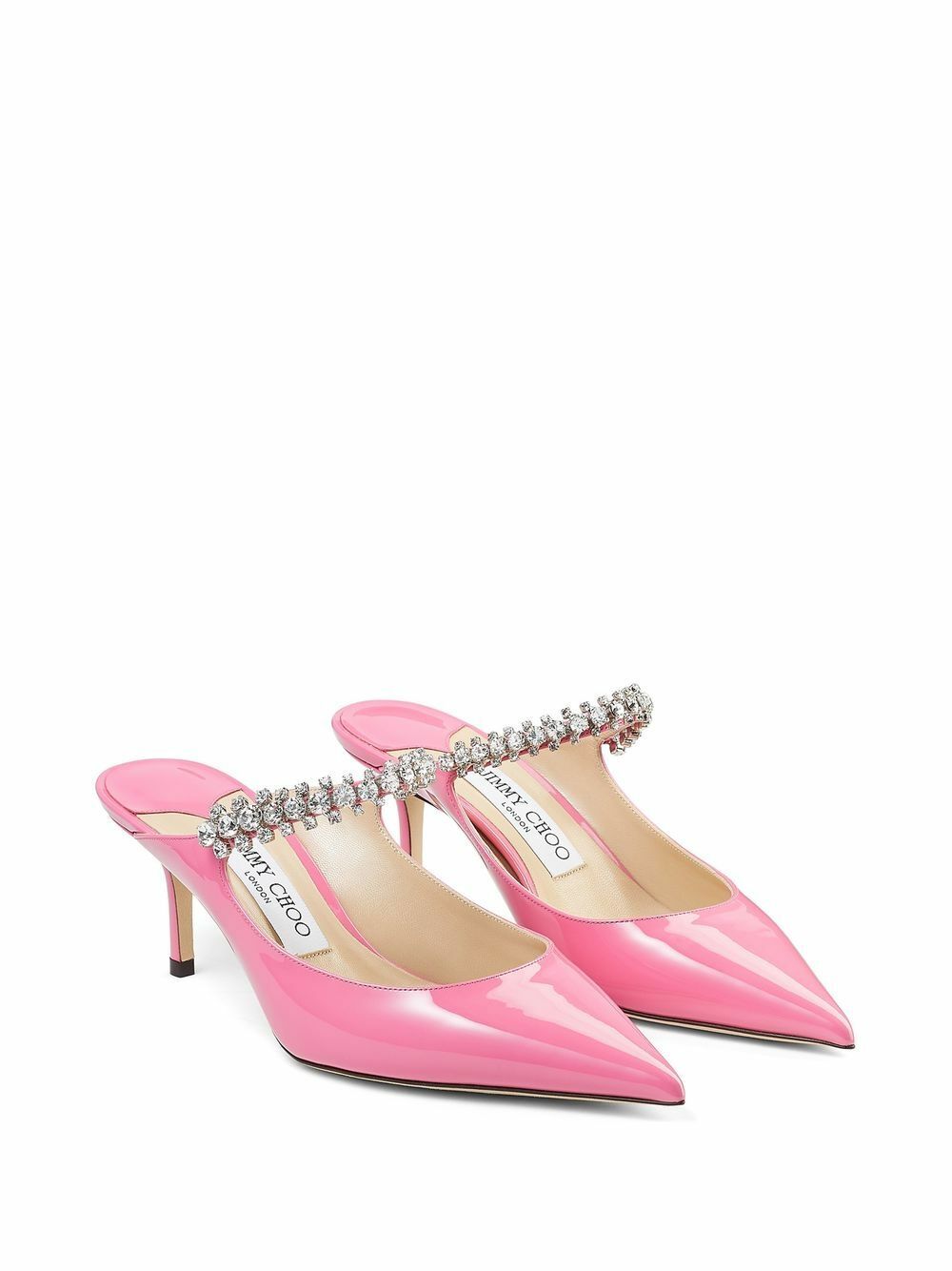 JIMMY CHOO - Bing 65 Crystal Strap Patent Leather Mules Jimmy Choo