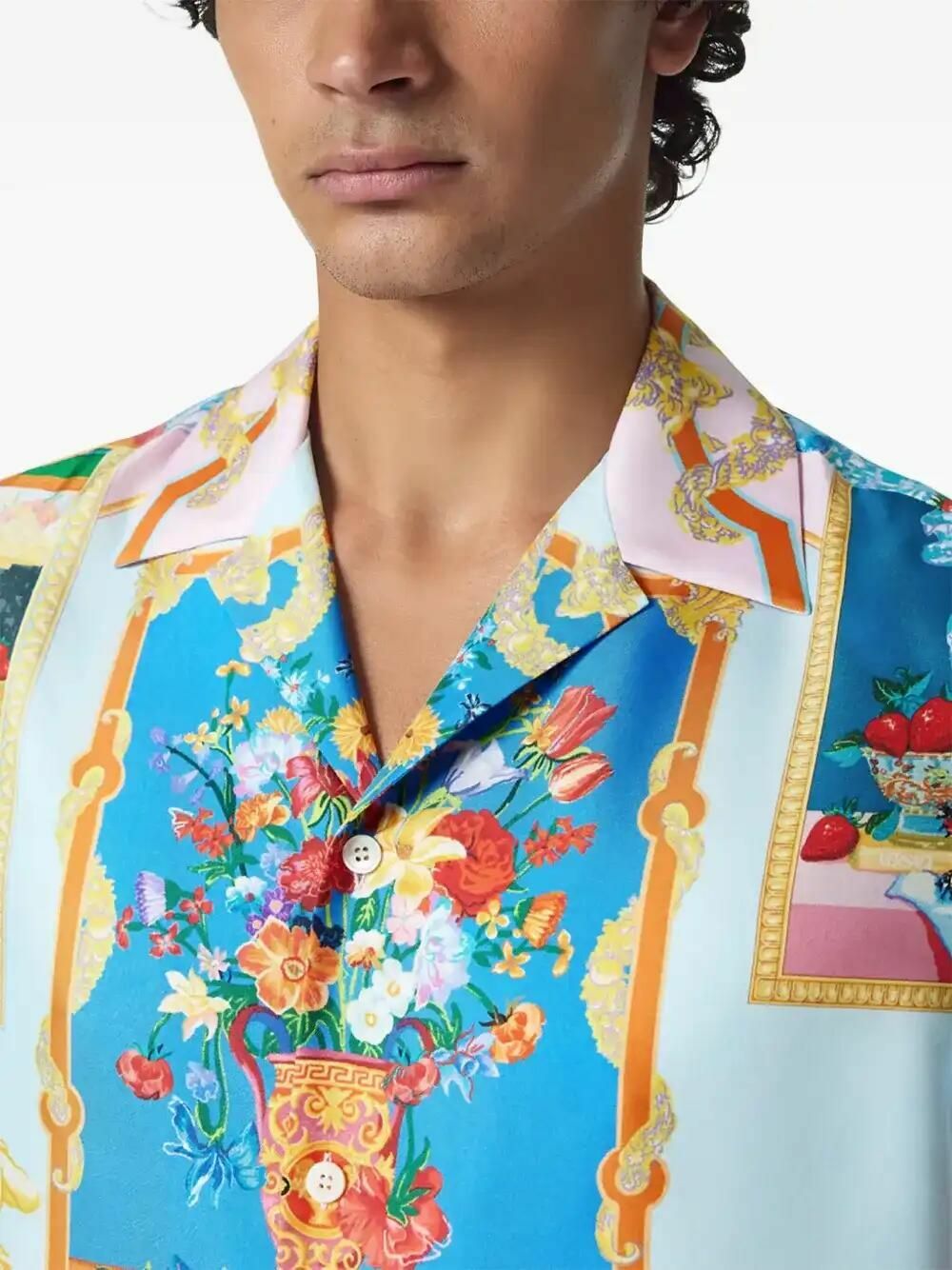 Versace Blue Gallery-Print Shirt Versace
