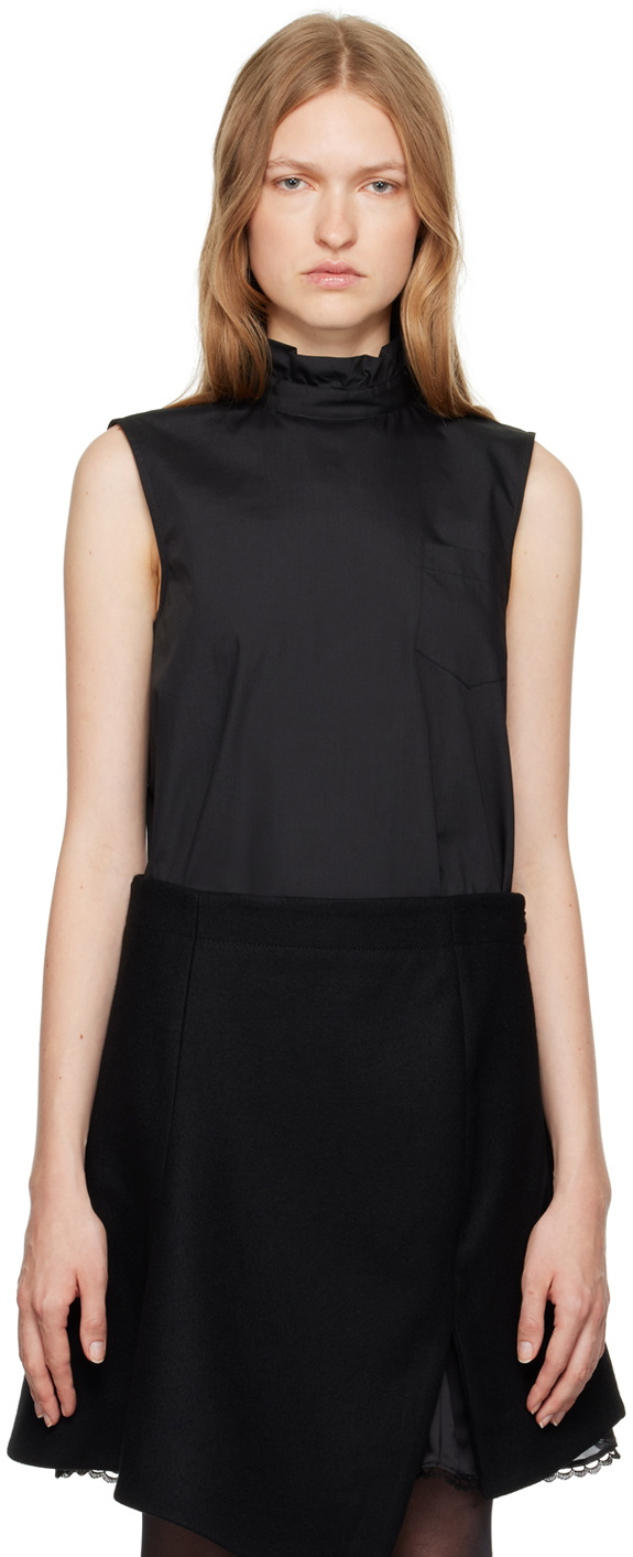 sacai Black Mock Neck Top Sacai