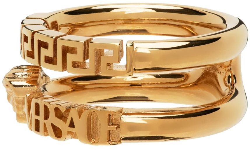 Versace Rose Gold 'La Medusa' Greca Double Ring Versace
