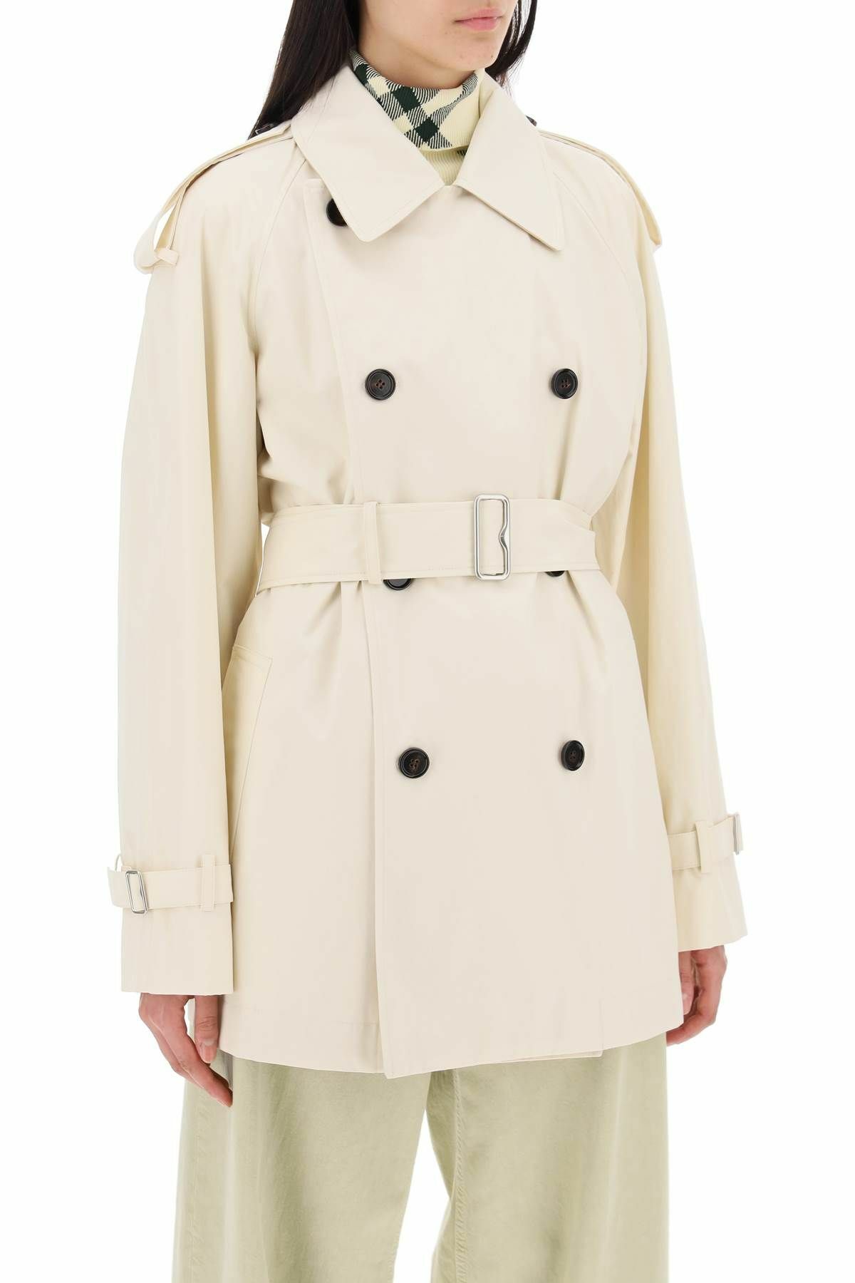BURBERRY short cotton gabardine trench coat White Burberry