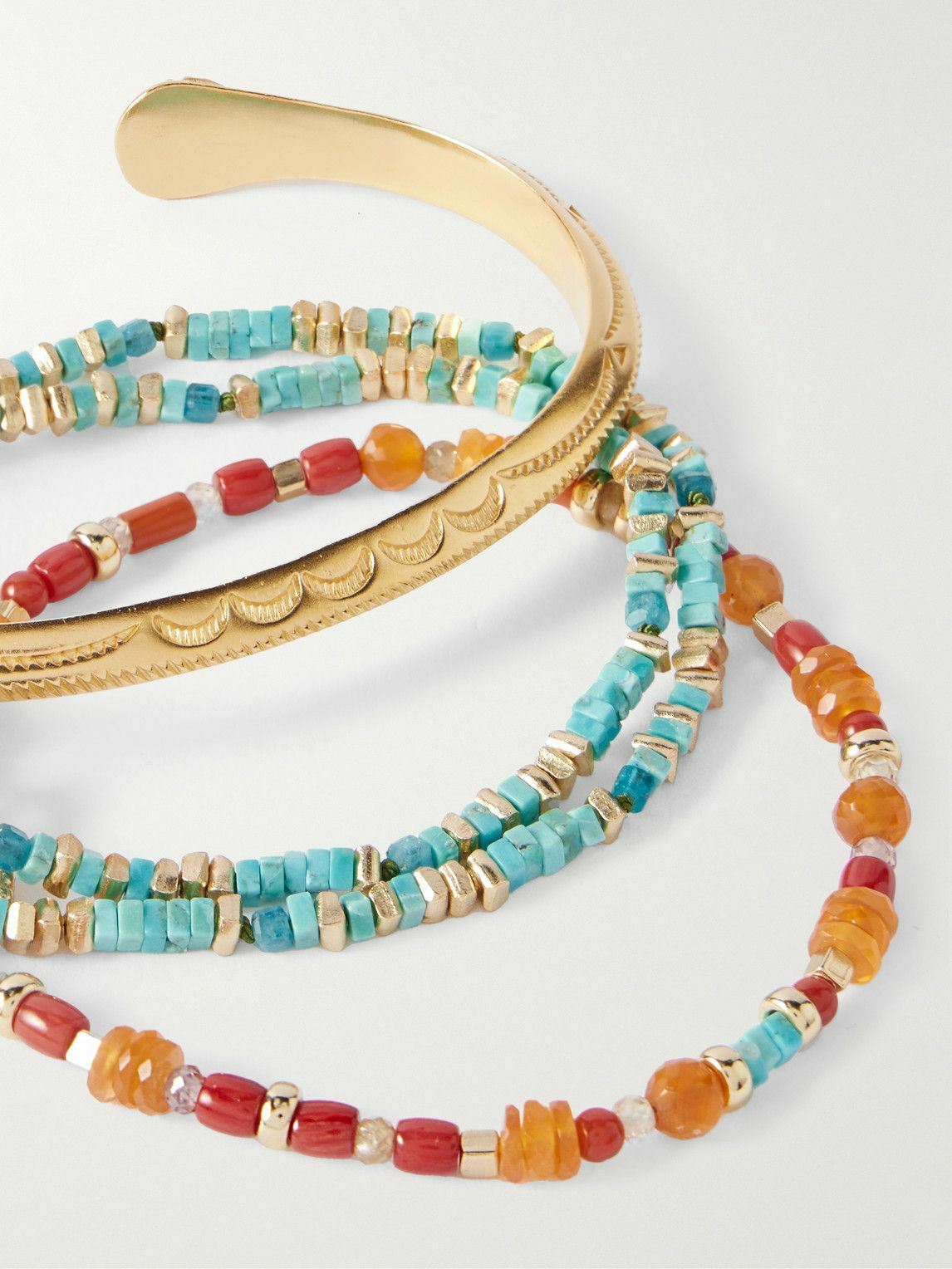 Peyote Bird - Set of Three Gold-Plated Multi-Stone Bracelet Peyote Bird