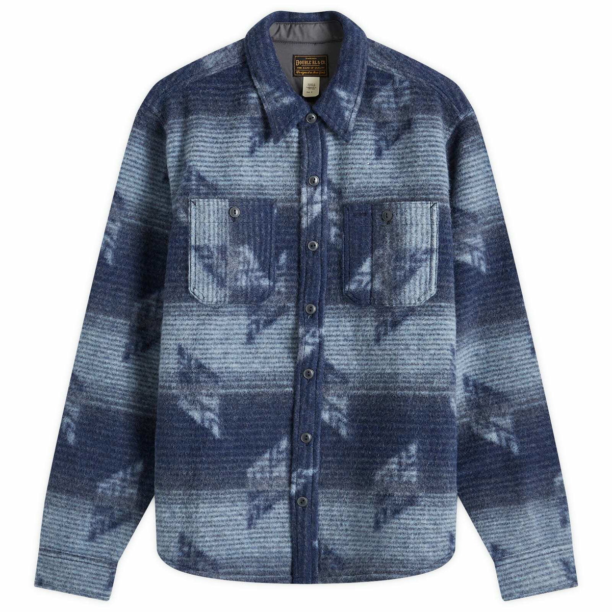 RRL Men's Roland Patterned Overshirt in Navy Multi RRL
