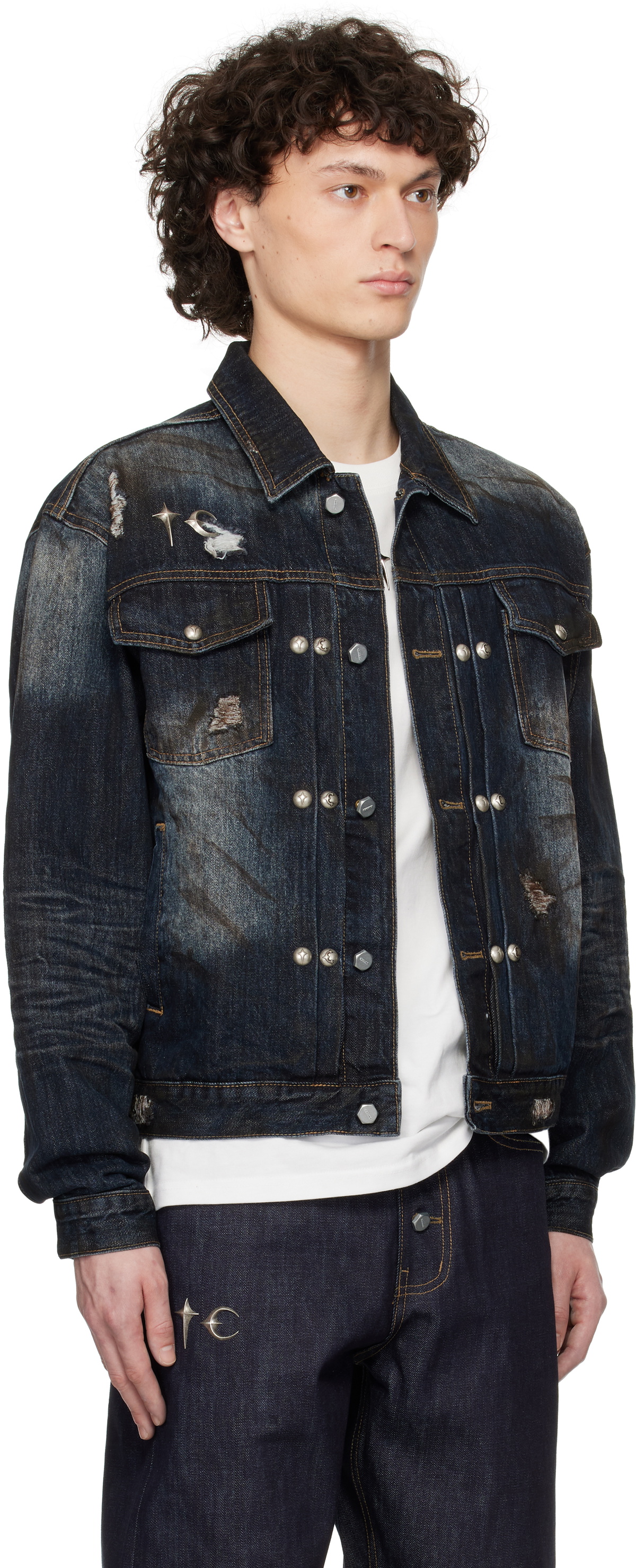 Thug Club Blue Burn Down Denim Jacket Thug Club