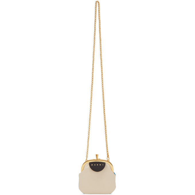 Marni Blue and Off-White Clasp Pouch Marni