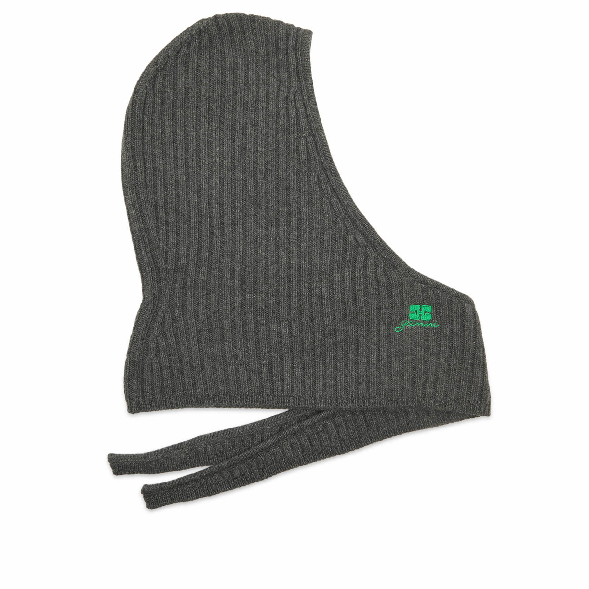 GANNI Women's Core Future Wool Knit Balaclava in Charcoal Grey GANNI