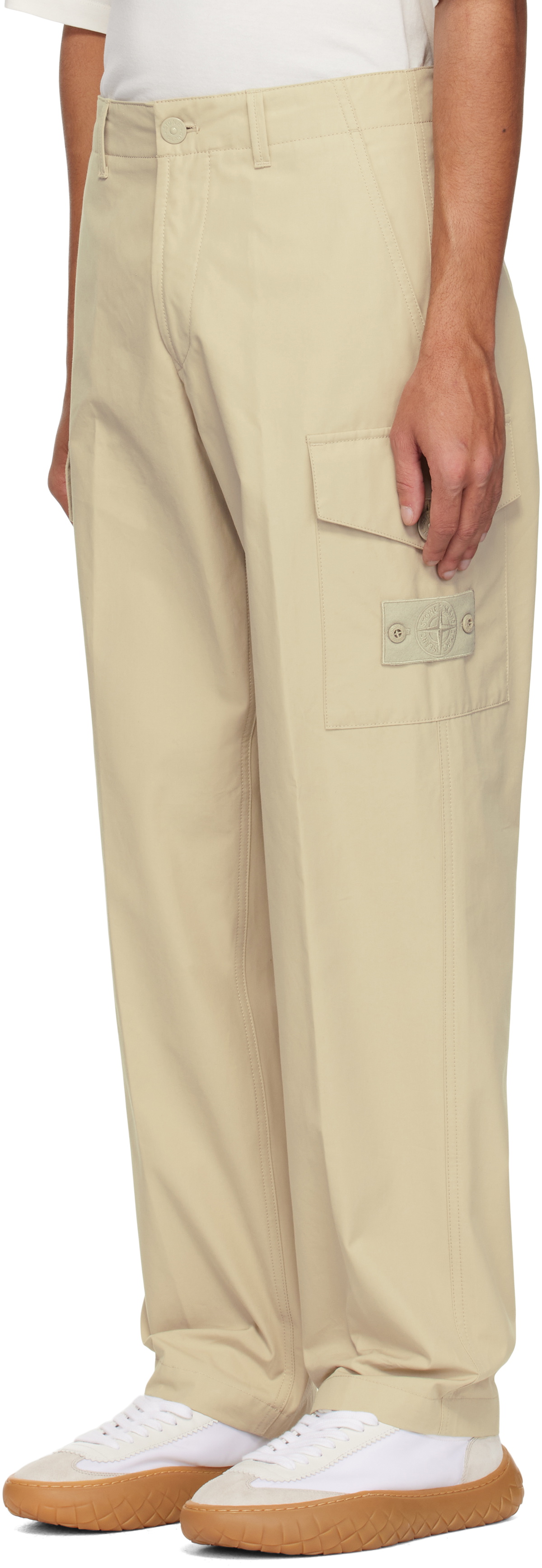 Stone Island Beige Weatherproof Cotton Canvas Ghost Cargo Pants Stone ...