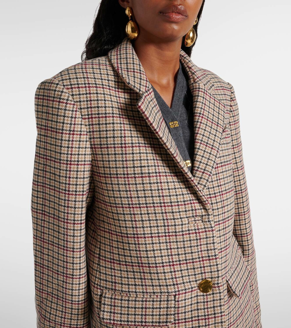 Ganni Checked wool-blend blazer GANNI