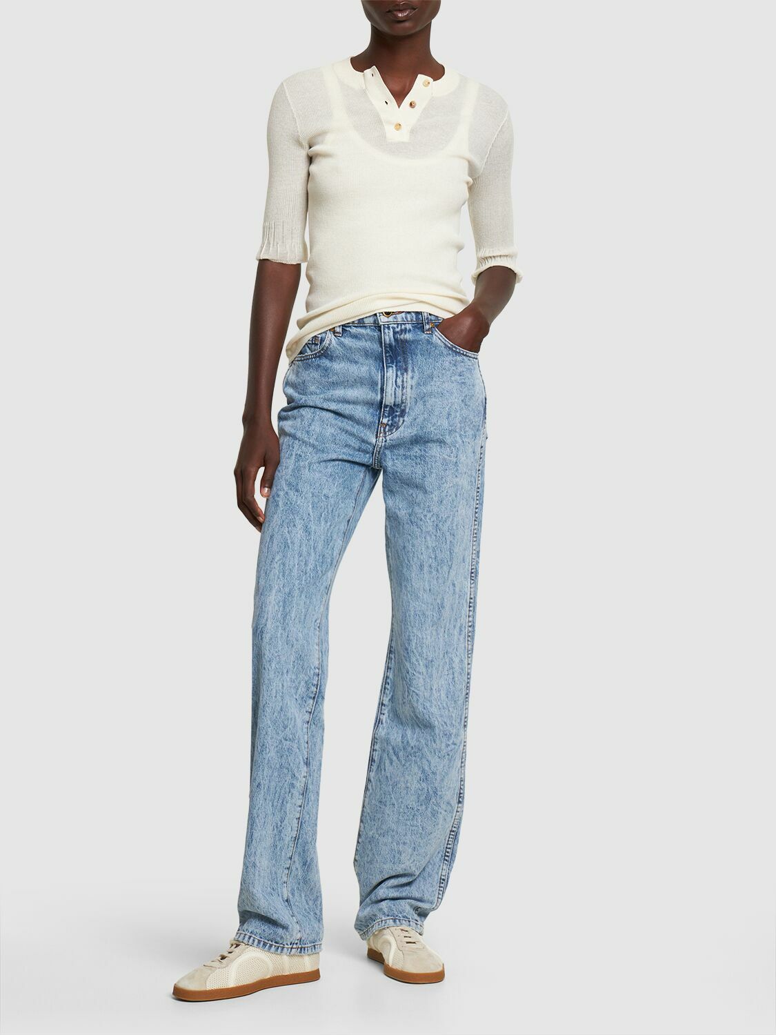 KHAITE Danielle Straight Cotton Denim Jeans Khaite
