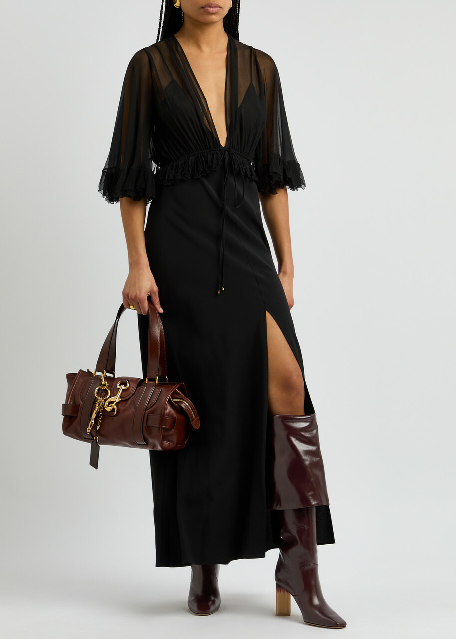 Chloe Georgia 90 Glossed Leather Knee-high Boots Burgundy Chloe