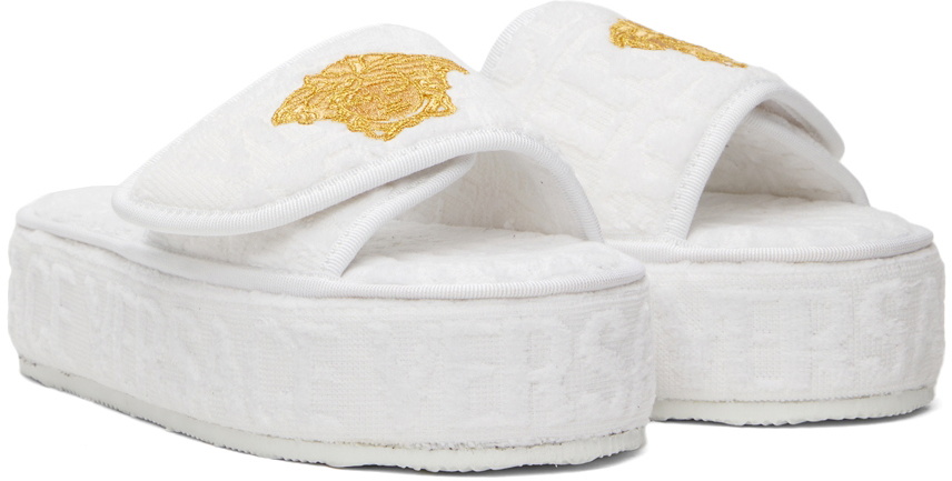 Versace Underwear White Medusa Platform Slippers Versace Underwear