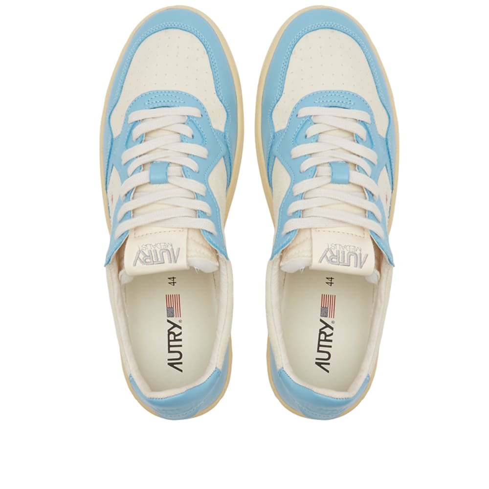 Autry Men's Medalist Low Canvas Sneakers in White/Sky Autry