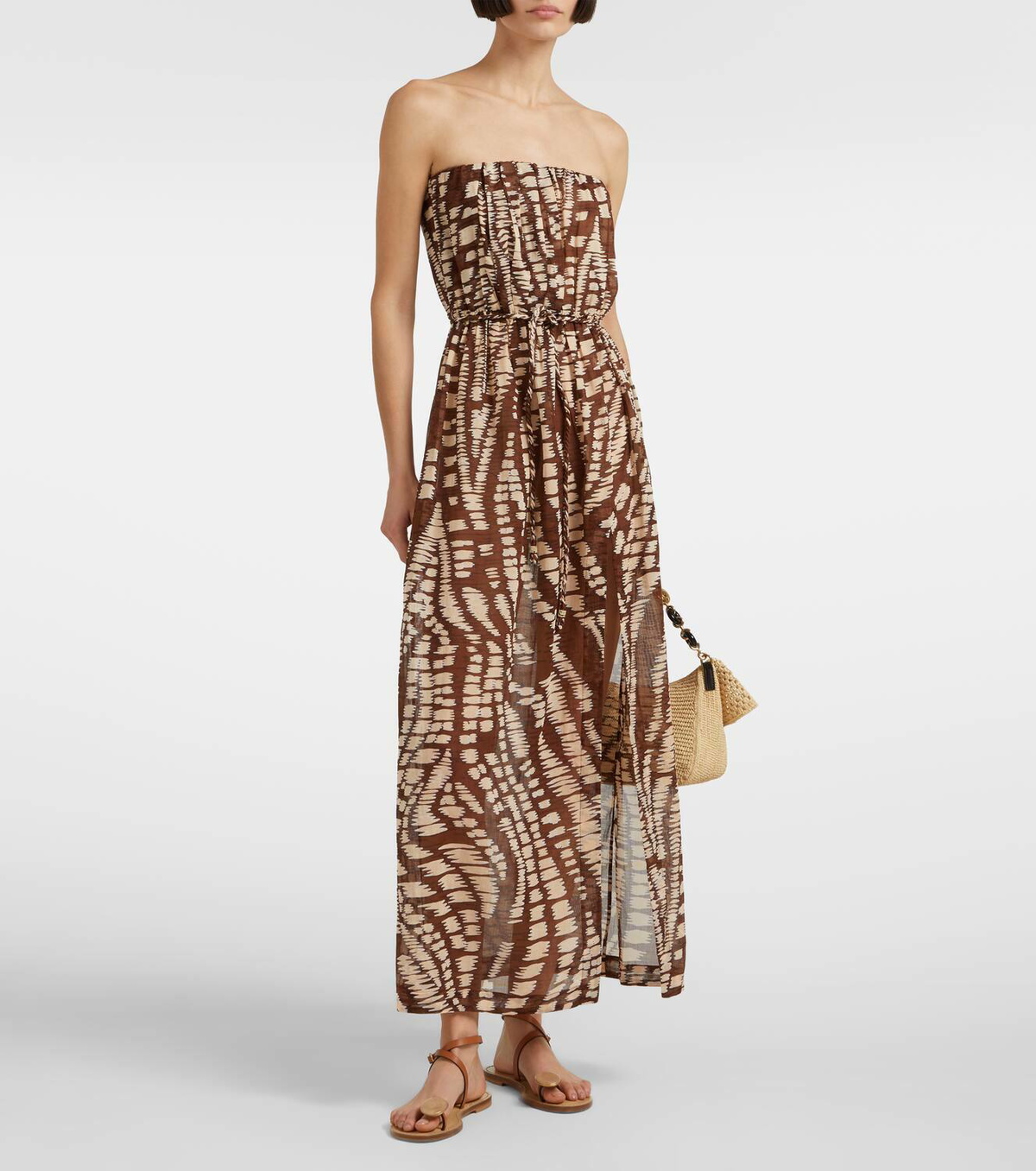 Poupette St Barth Mara strapless printed midi dress Poupette St Barth